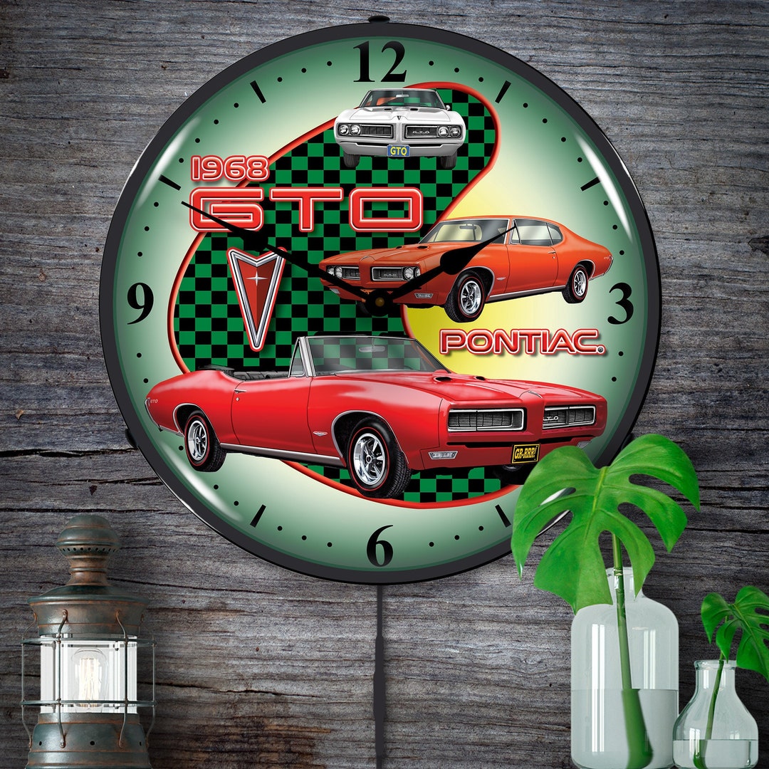 1968 Pontiac GTO Lighted LED Backlit CLOCK - Etsy