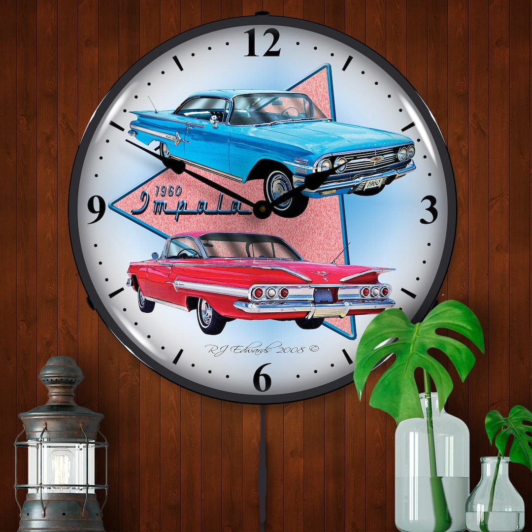 1960 Chevrolet Impala Lighted LED Backlit CLOCK - Etsy
