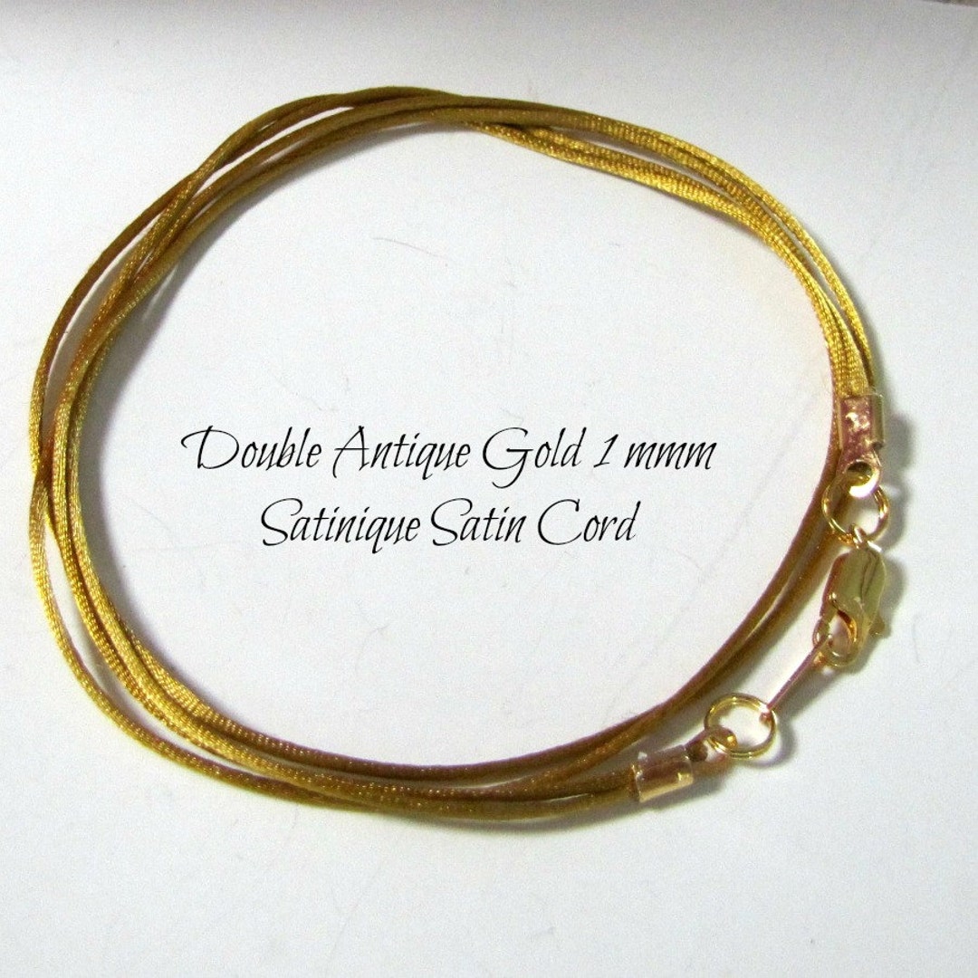 Double Satin Necklace Cord, 1mm Satinique Choker Cord, Handmade, Gold ...