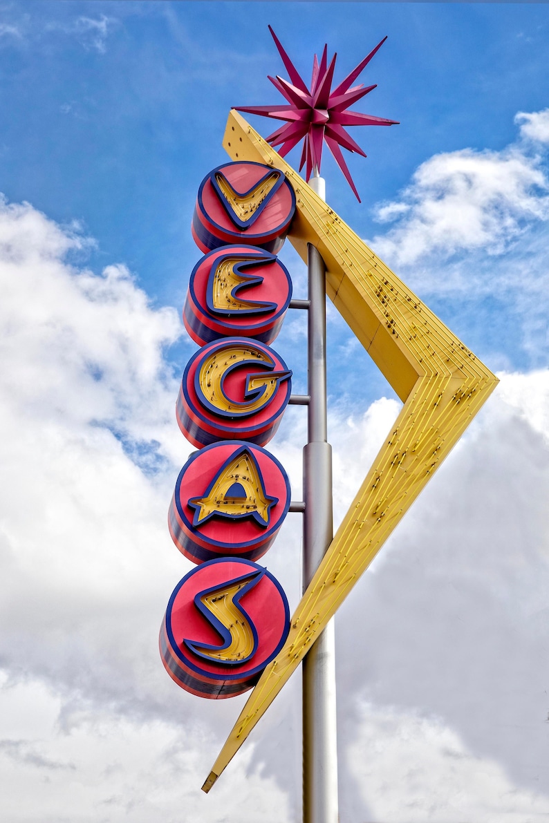 Neon Las Vegas Sign, Las Vegas Photo, Travel Print, Retro Sign ...