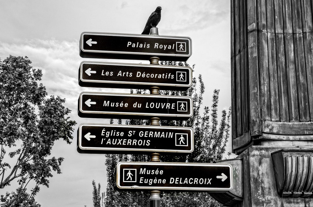 Paris Photography, Street Signs, Black and White, Directional Sign ...