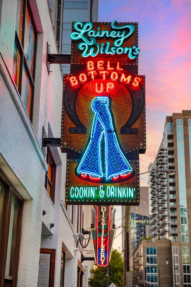 Nashville Photo, Bell Bottoms up Sign, Neon Art, Neon Sign, Nashville ...