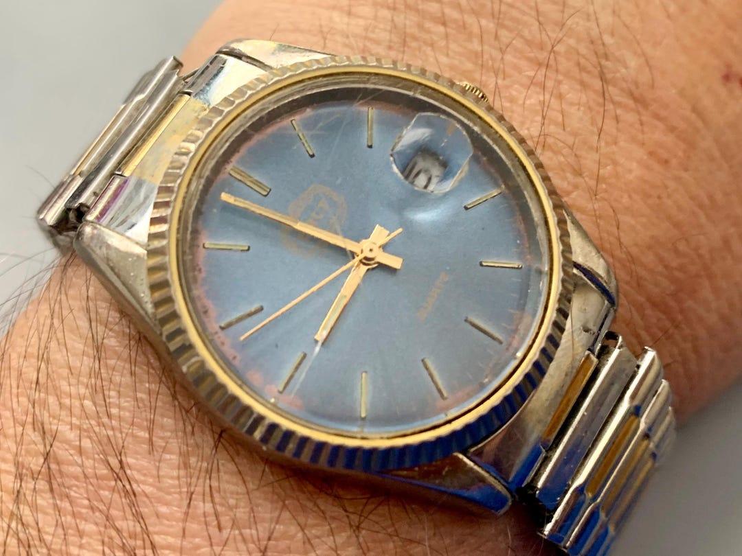 Mens Blue Denim Color Brut Vintage Watch Date Window | Gents President ...