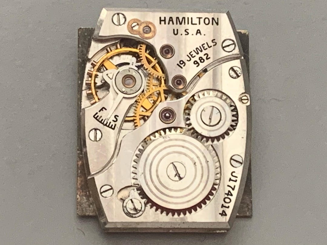 HAMILTON WATCH MOVEMENT Vintage 982 19 Jewels - for Parts/repair, Click ...