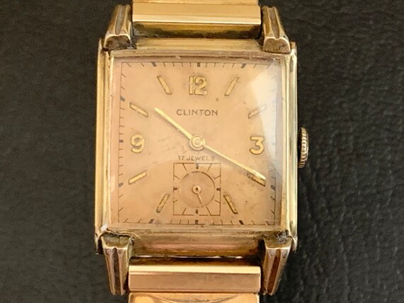 Salmon Dial, Vintage Mens Watch, Clinton Swiss Watch,… - Gem