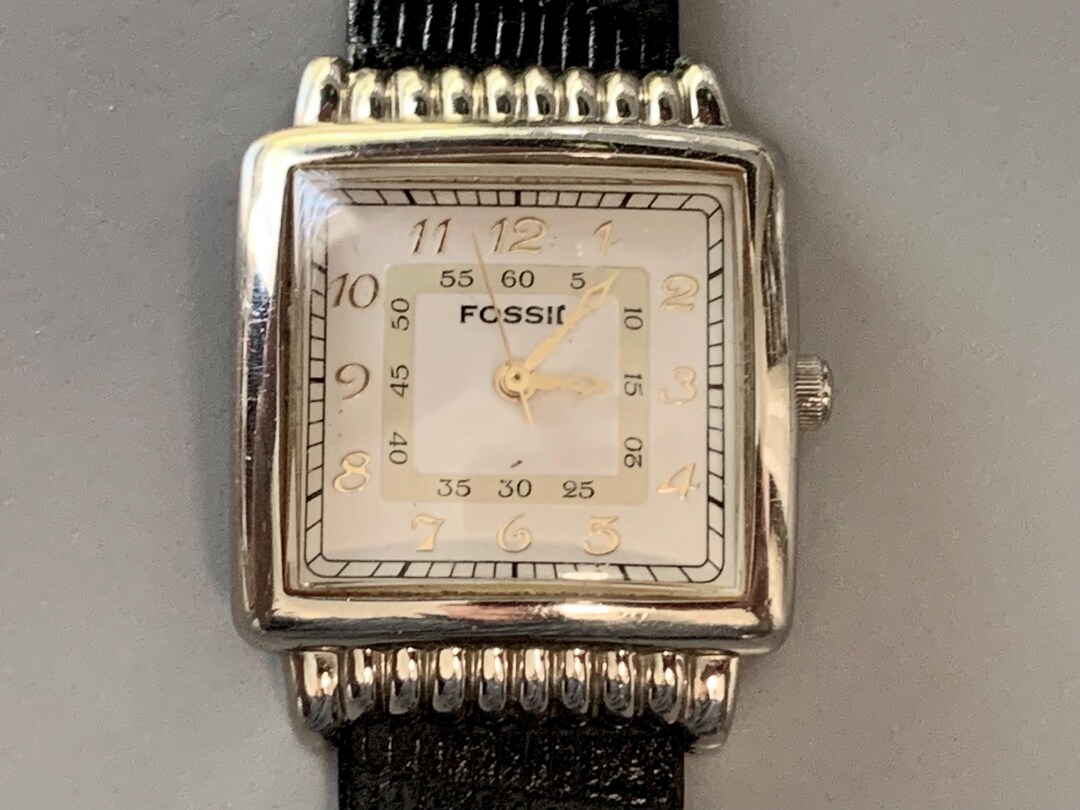 PAN AMERICAN MENS Vintage Fossil Watch, Rectangular, Square Chapter ...