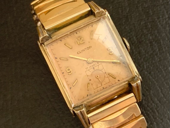 Salmon Dial, Vintage Mens Watch, Clinton Swiss Watch,… - Gem