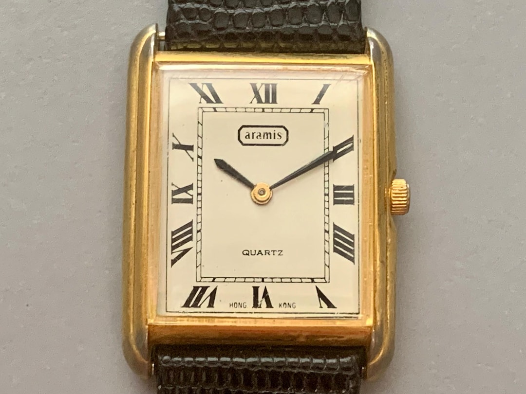 MENS Classic Rectangular ARAMIS WATCH Vintage Gold Plated Roman ...