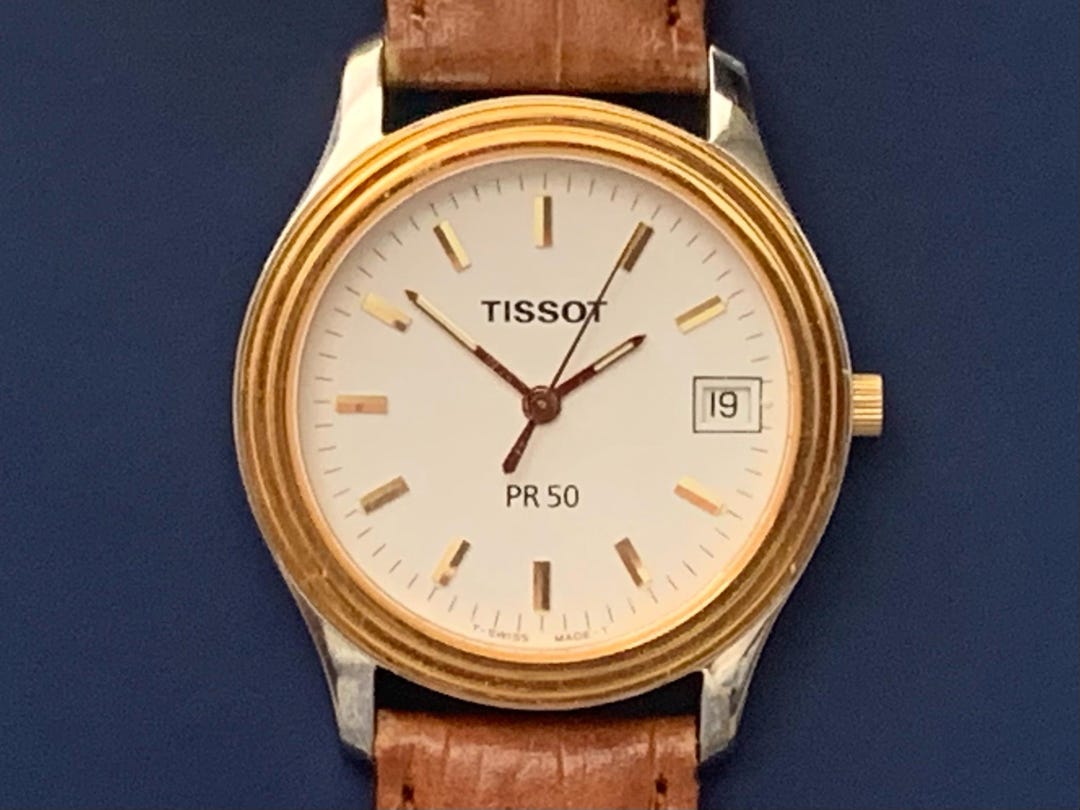 TISSOT 1853 PR50 VINTAGE WATCH - Mens Swiss 18 K Gold Plate | Two Tone ...
