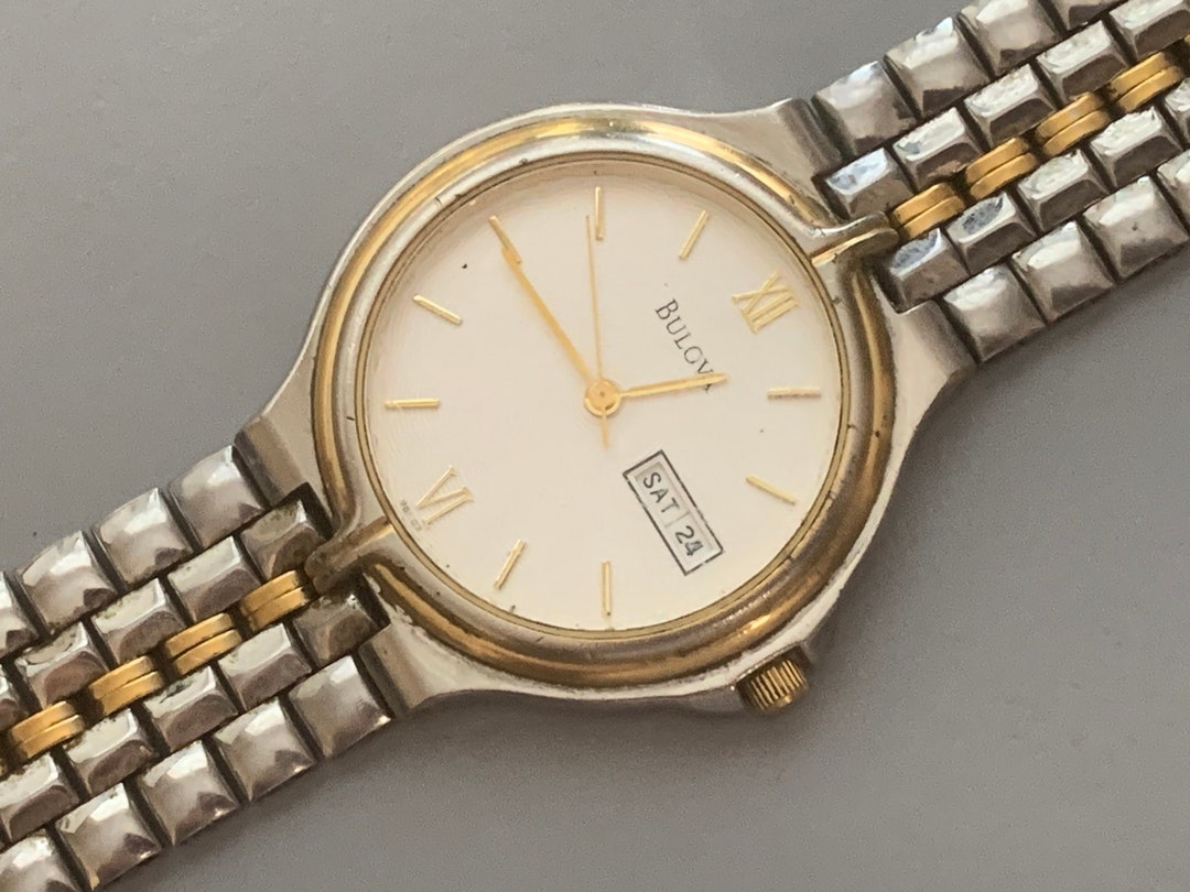 Vintage Bulova Two-tone Day-date Quartz Watch - 1998 - Etsy