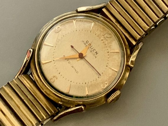 Mens Vintage Gruen Precision Autowind Watch: 10k Gold… - Gem