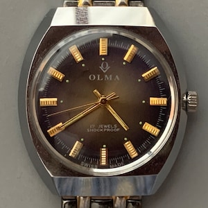 MENS SWISS OLMA Watch, Cushion Case, Ombre Dial Golden Markers, Caliber ...