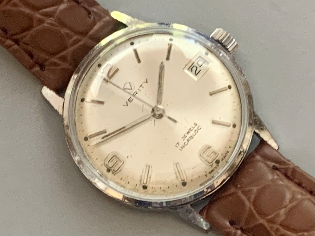 Swiss Made Verity Mens Vintage Watch: 17 Jewels, Sub Second Hand, 18K ...