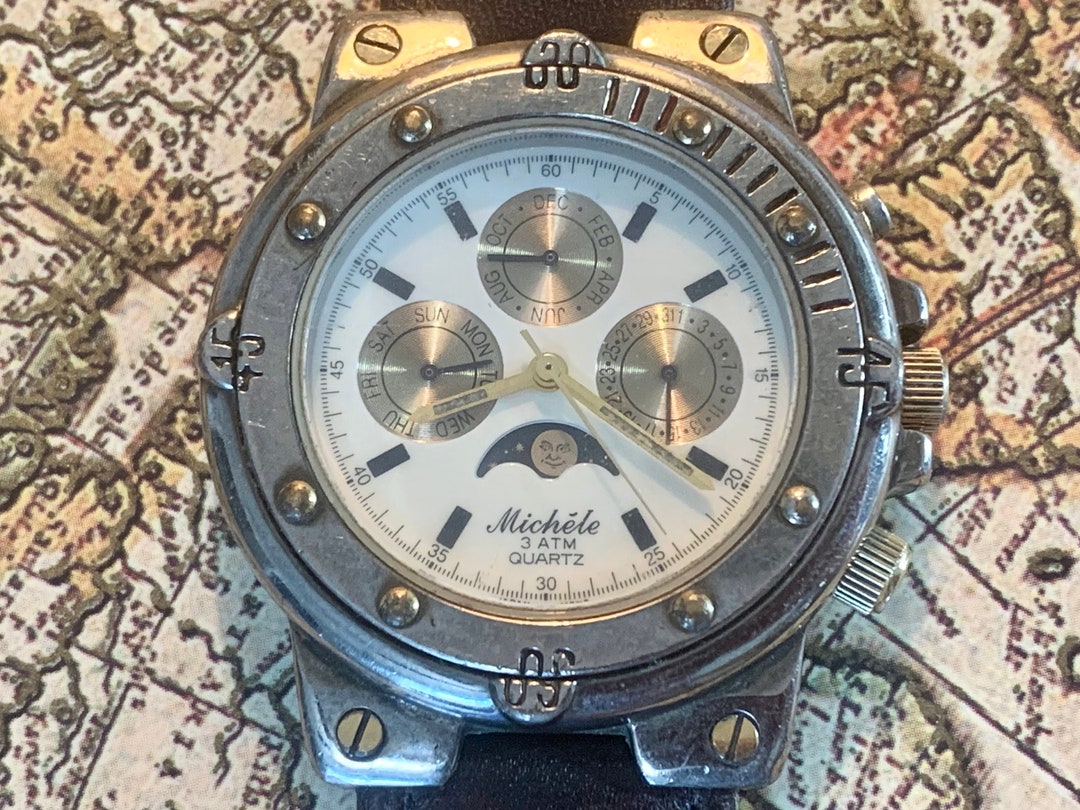 MENS VINTAGE MOONPHASE Watch Multi Complication Design Dial Sweep ...