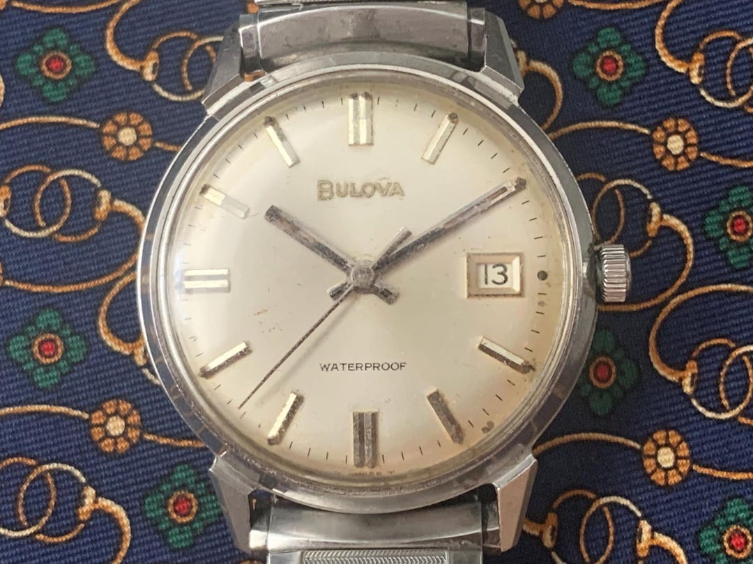 BULOVA DATE KING, Magnetized, Needs Service, Runs Fast Round Steel 1967 ...