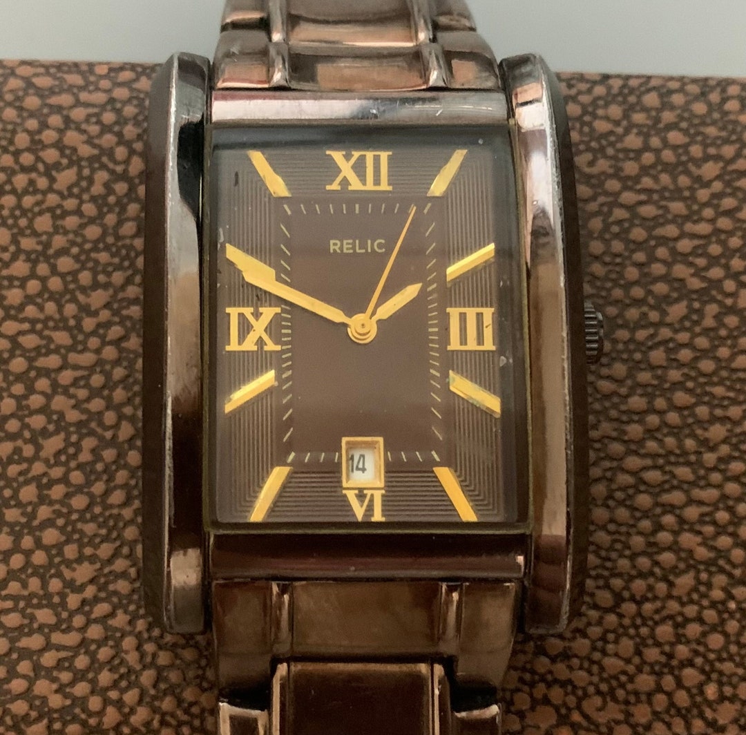 MENS RELIC WATCH Rectangular Watch, Date Window Watch, Vintage Watch ...