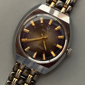 MENS SWISS OLMA Watch, Cushion Case, Ombre Dial Golden Markers, Caliber ...