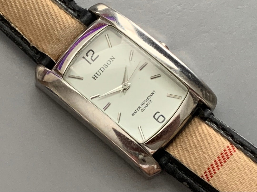 MENS VINTAGE HUDSON Rectangular Watch, Sweep Second Hand, Quartz ...