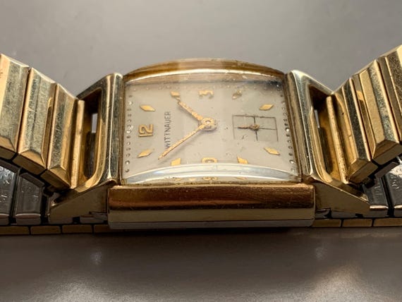 MENS Swiss Wittnauer Art Deco Rectangular 10K Gold Fi… - Gem