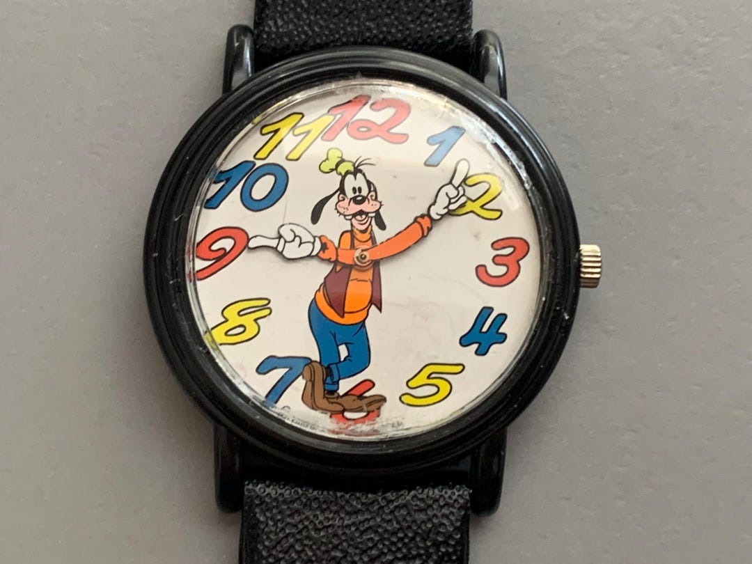GOOFY DISNEY UNISEX Rare Vintage Black Bezel | Colorful Dial | Round ...