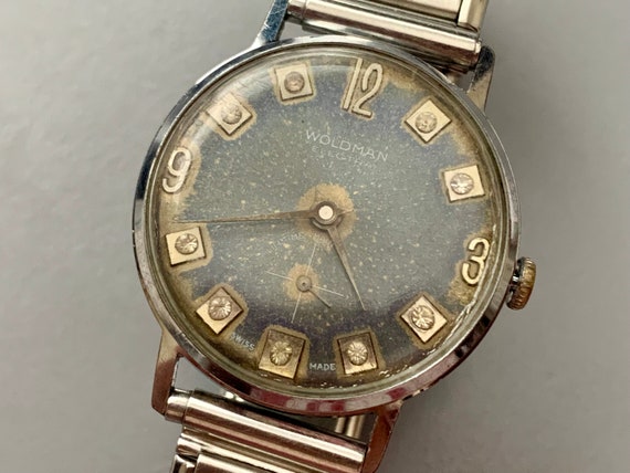 MENS SWISS WOLDMAN Watch, Slate Grey Dial, Diamond Di… - Gem