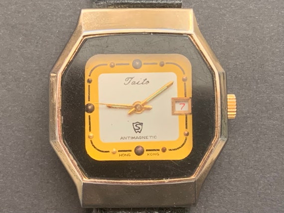 TAITO S MENS WATCH Octagonal Golden Bezel Black Frame… - Gem