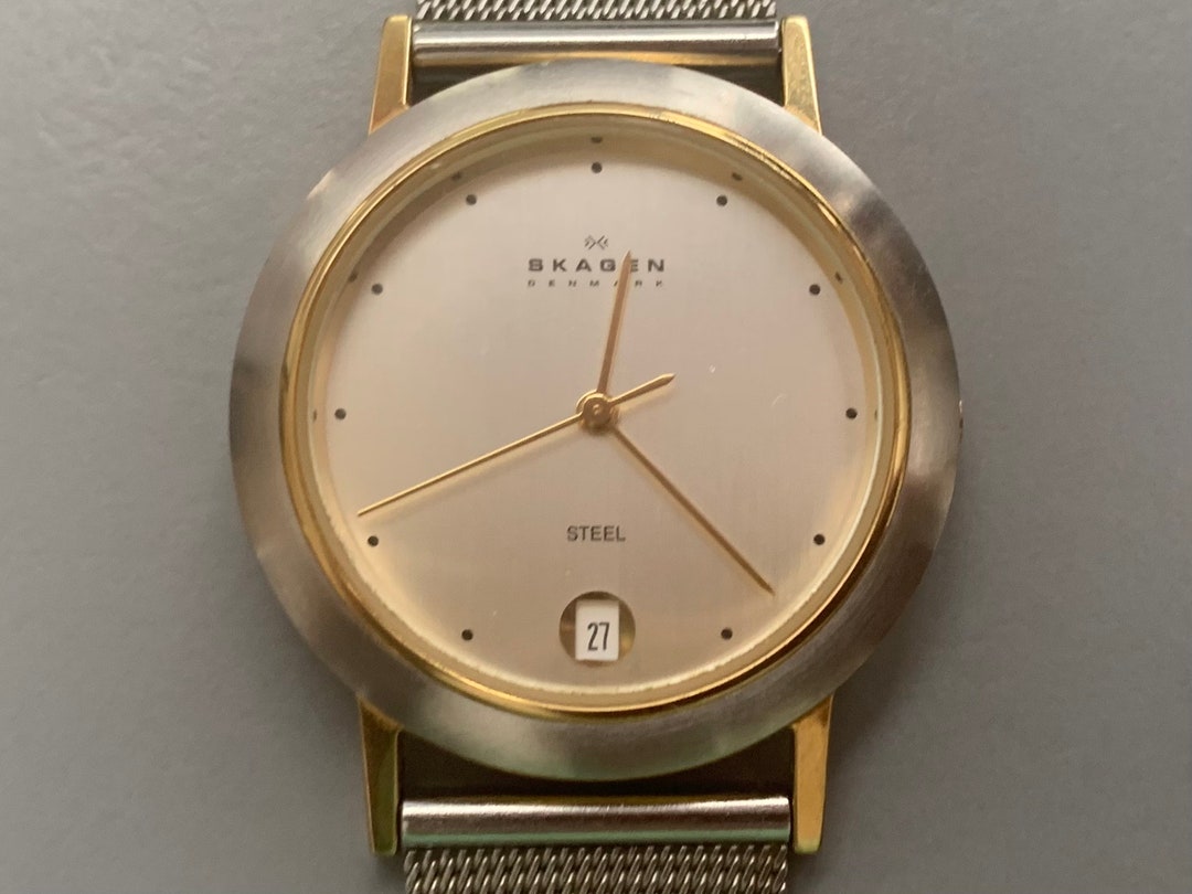 SKAGEN VINTAGE Watch, & Box, 2 Tone, Round Watch, Sweep Second Hand ...