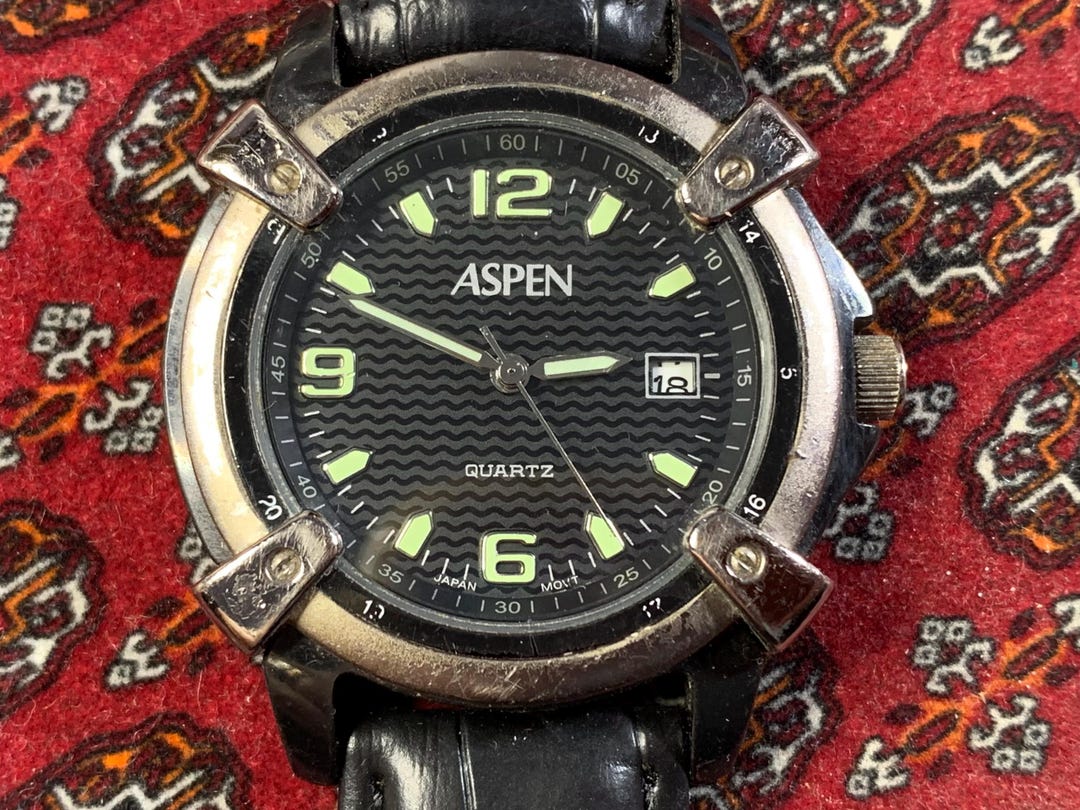 Aspen MENS VINTAGE Watch Superb Retro Design Black Dial, Date Window ...