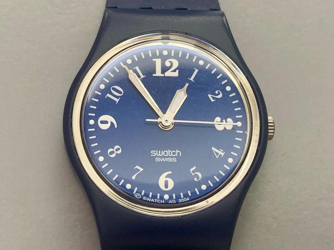 SWATCH ‘SIMPLY BLUE’ Vintage Watch: Blue Dial Original Band Collectible ...