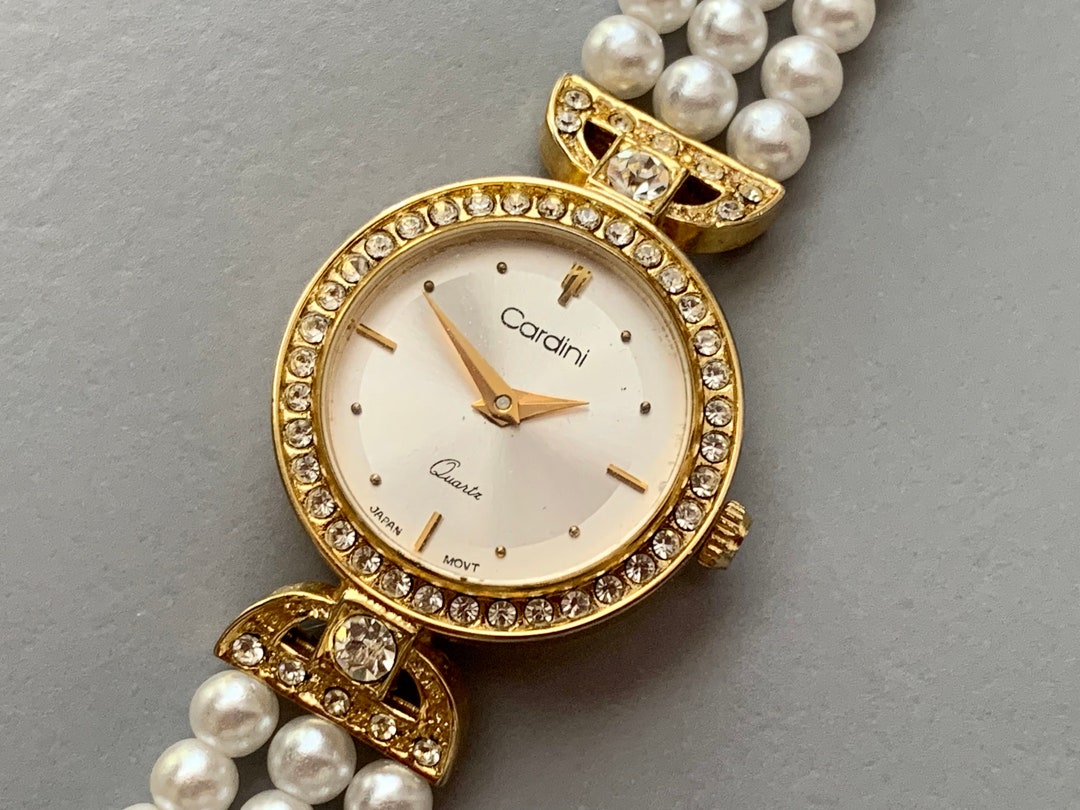 WOMENS Luxury Cardini Watch With Simulated Pearl Strand Band and ...