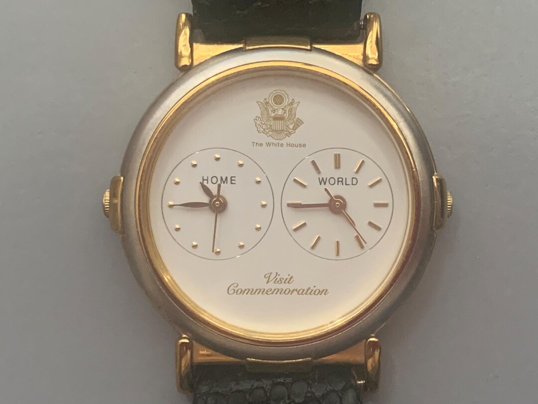 WHITE HOUSE VISIT Mens Commemorative Watch: Dual Time 1990s Vintage ...