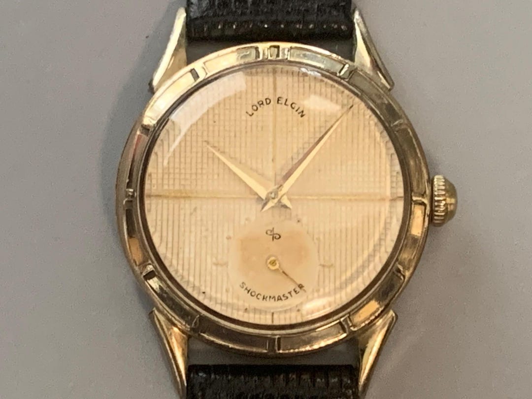 Mens LORD ELGIN clubman Vintage Watch in 14k Gold Filled, Waffle Dial ...