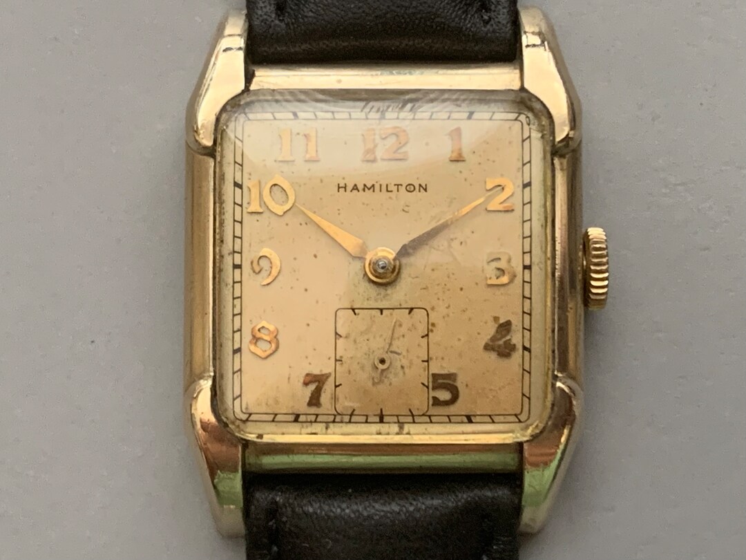 Noteworthy MENS HAMILTON LAMBERT Rectangular Vintage Watch 10K Gold ...