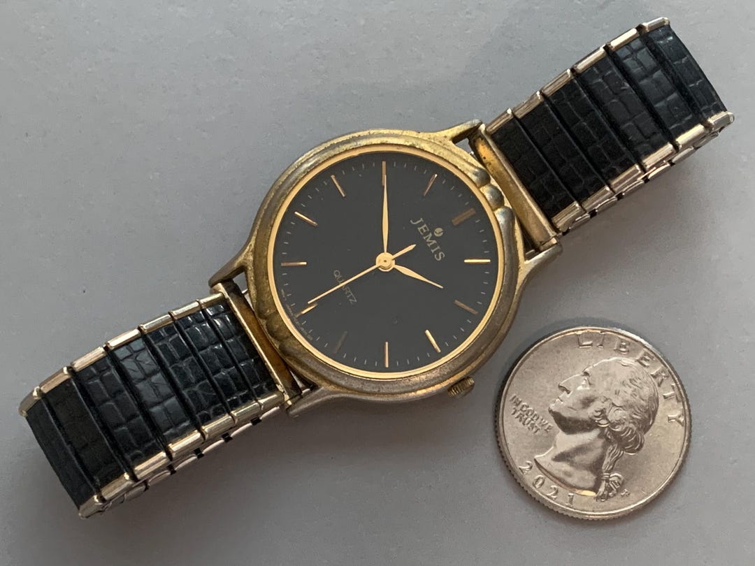 MENS Vintage Jemis by Seiko Quartz Watch: Black Dial, Two-tone, Click ...