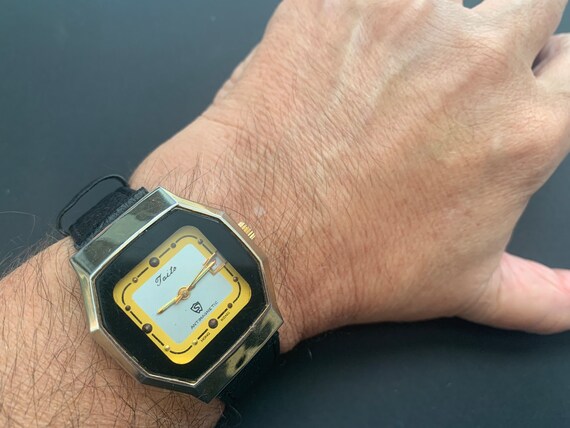 TAITO S MENS WATCH Octagonal Golden Bezel Black Frame… - Gem