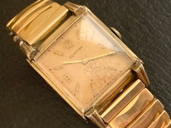 Salmon Dial, Vintage Mens Watch, Clinton Swiss Watch,… - Gem