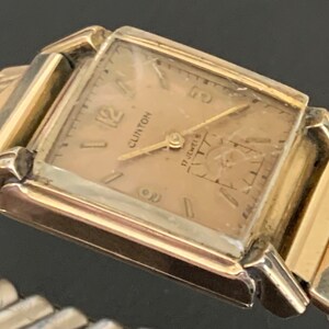 MENS Vintage Watch | SWISS CLINTON Art Deco Rose Gold Filled | Salmon ...