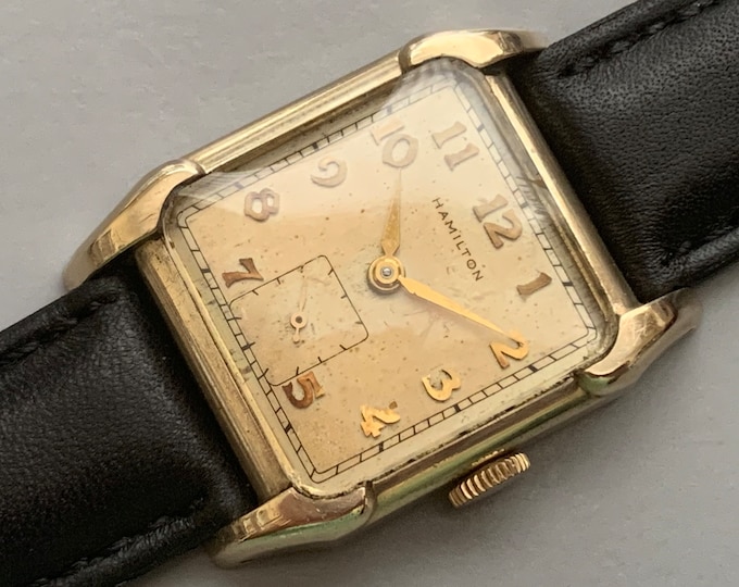 MENS HAMILTON LAMBERT Watch 10K Gold Fill Sub Second Hand Art Deco 17 ...