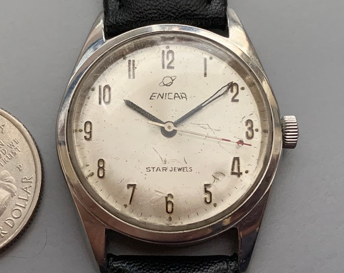 ENICAR SWISS WATCH, Exceptional Vintage Men's, 1960s ocean Pearl, 17 ...