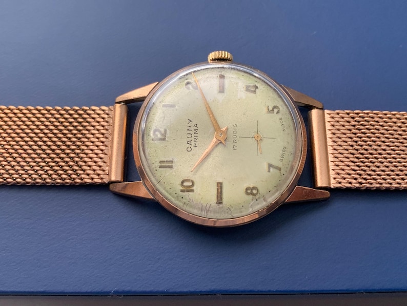 MENS CAUNTY PRIMA Swiss Vintage Watch Rose Gold Plated Sub Second, Read ...