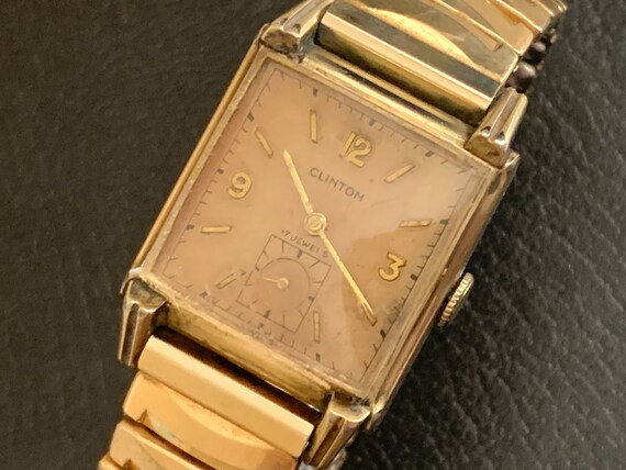 Salmon Dial, Vintage Mens Watch, Clinton Swiss Watch,… - Gem
