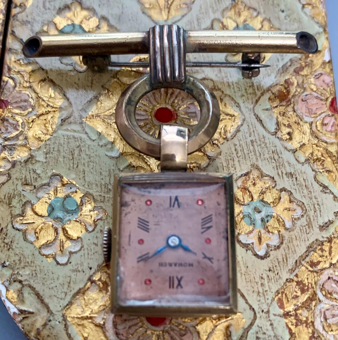 LADIES SWISS LAPEL Vintage Monarch 17 Jewels Wind up Pin Watch, 12K ...