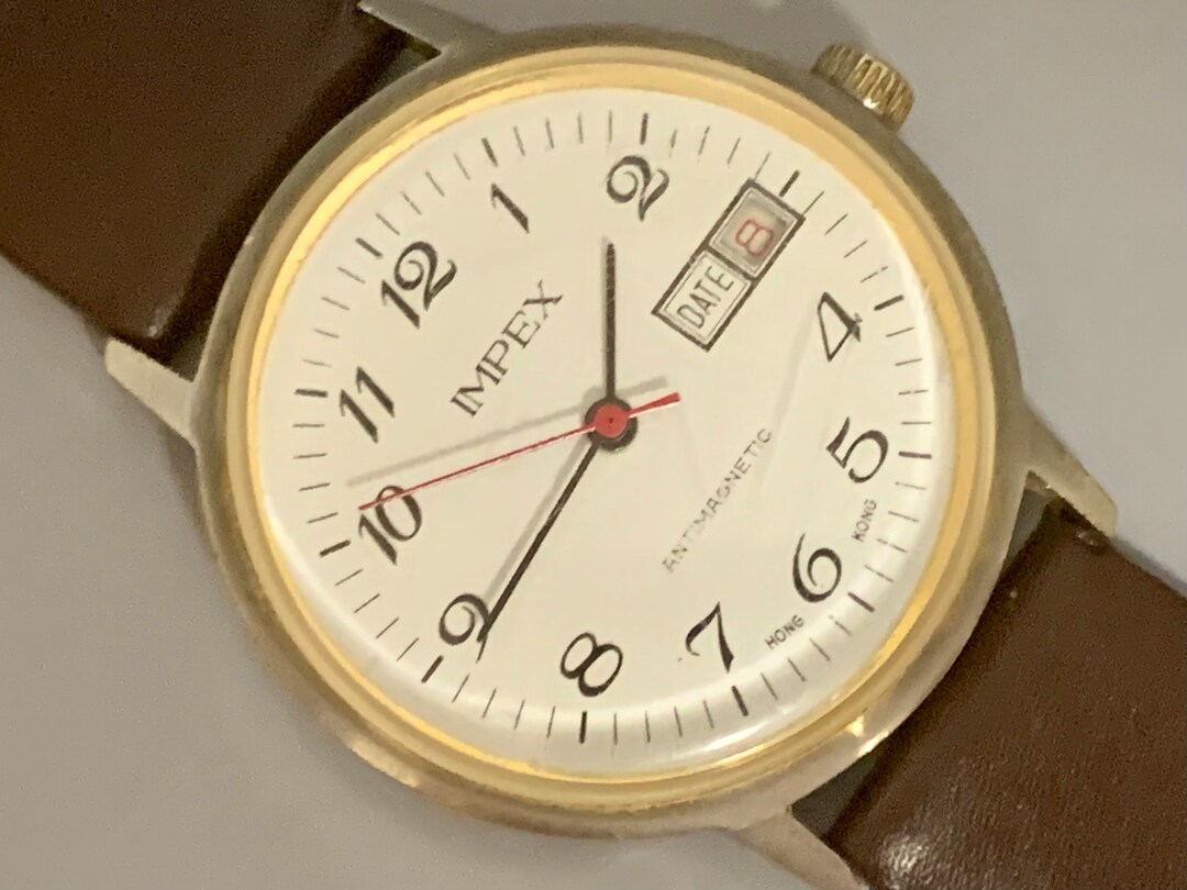 MENS IMPEX WATCH, Rare Vintage Watch Date Window, Red Sweep Second Hand, Manual Wind, Click Item ...
