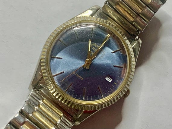 Vintage Brut Blue Dial Quartz Gents Watch: Two-Tone P… - Gem
