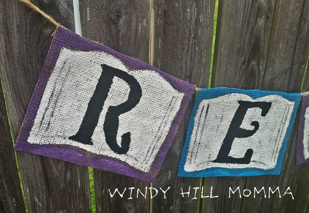 Read Book Burlap Banner School Classroom Library Decoration | Etsy