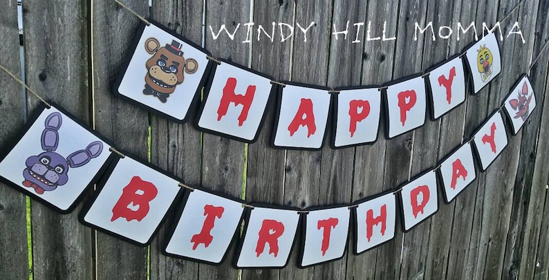 FNAF Five Nights at Freddy's Happy Birthday Banner Party - Etsy