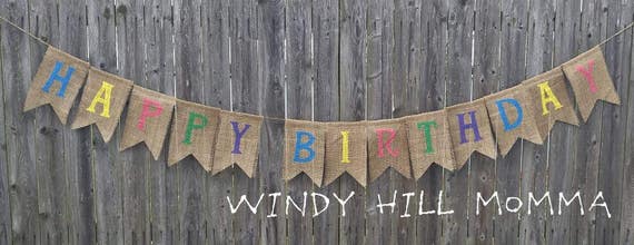 HAPPY BIRTHDAY Burlap Banner Party Decoration Home Decor - Etsy