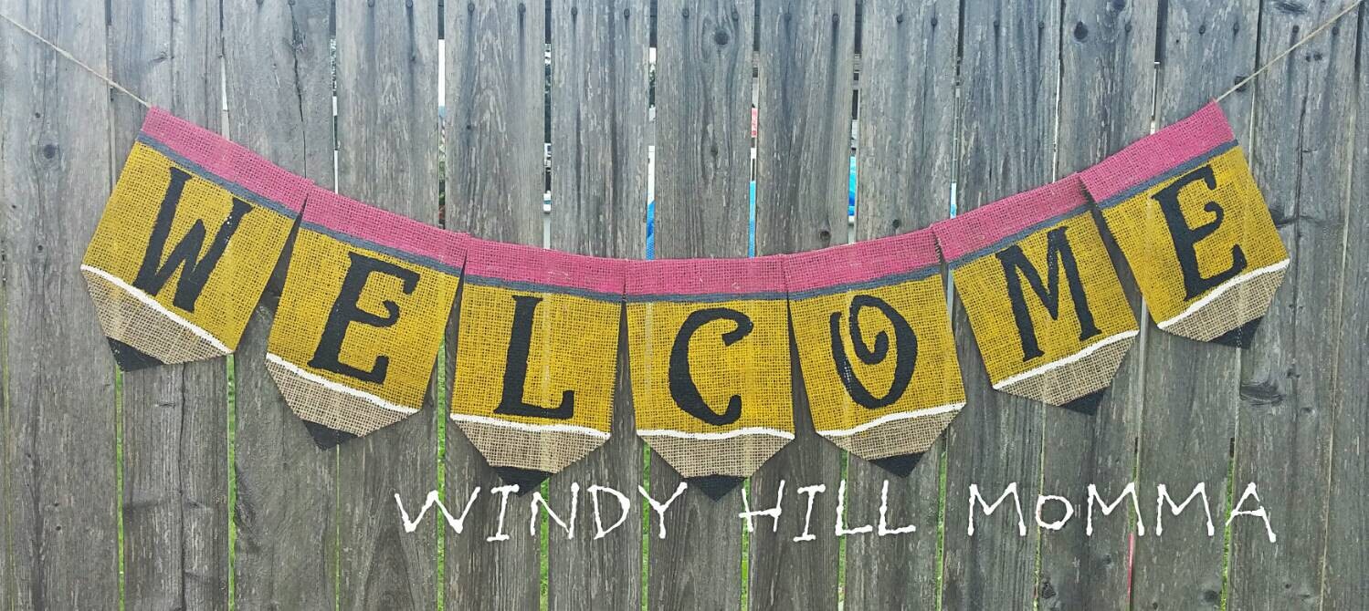 Back to School Pencil Welcome Burlap Banner - Etsy