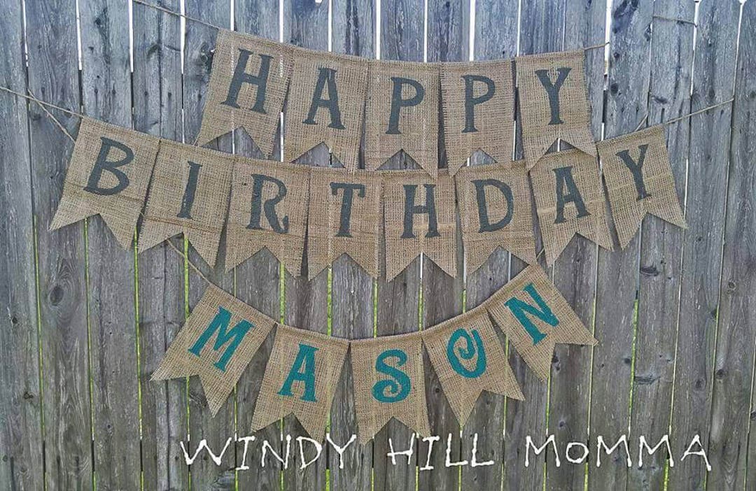 HAPPY BIRTHDAY Burlap Banner Happy Birthday Decoration Home Decor - Etsy