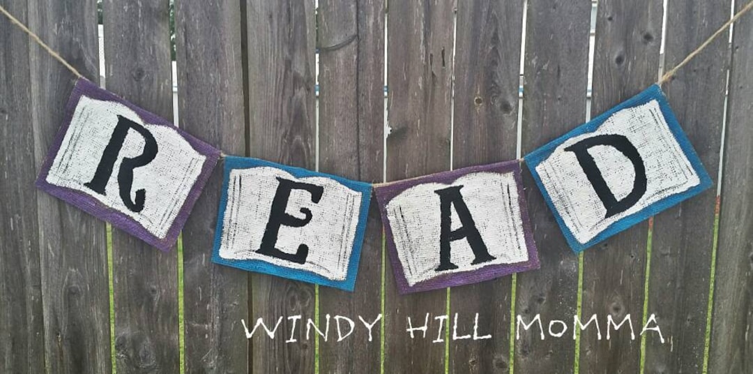 Read Book Burlap Banner School Classroom Library Decoration Photo Prop ...